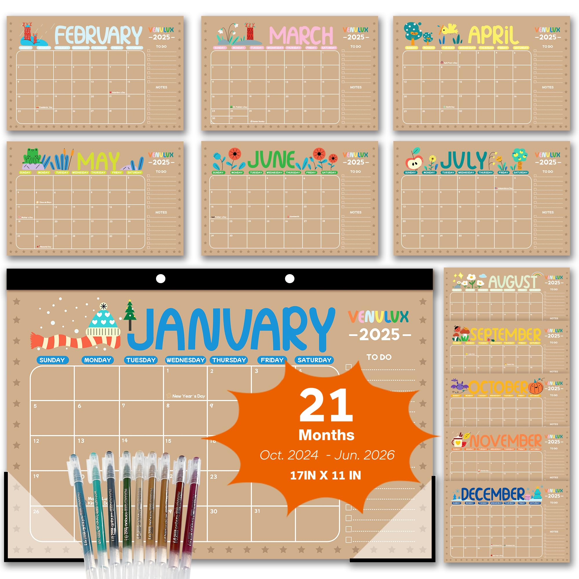 Amazon.com : Doodle desk calendar 2025-21 month large desk calendar ...