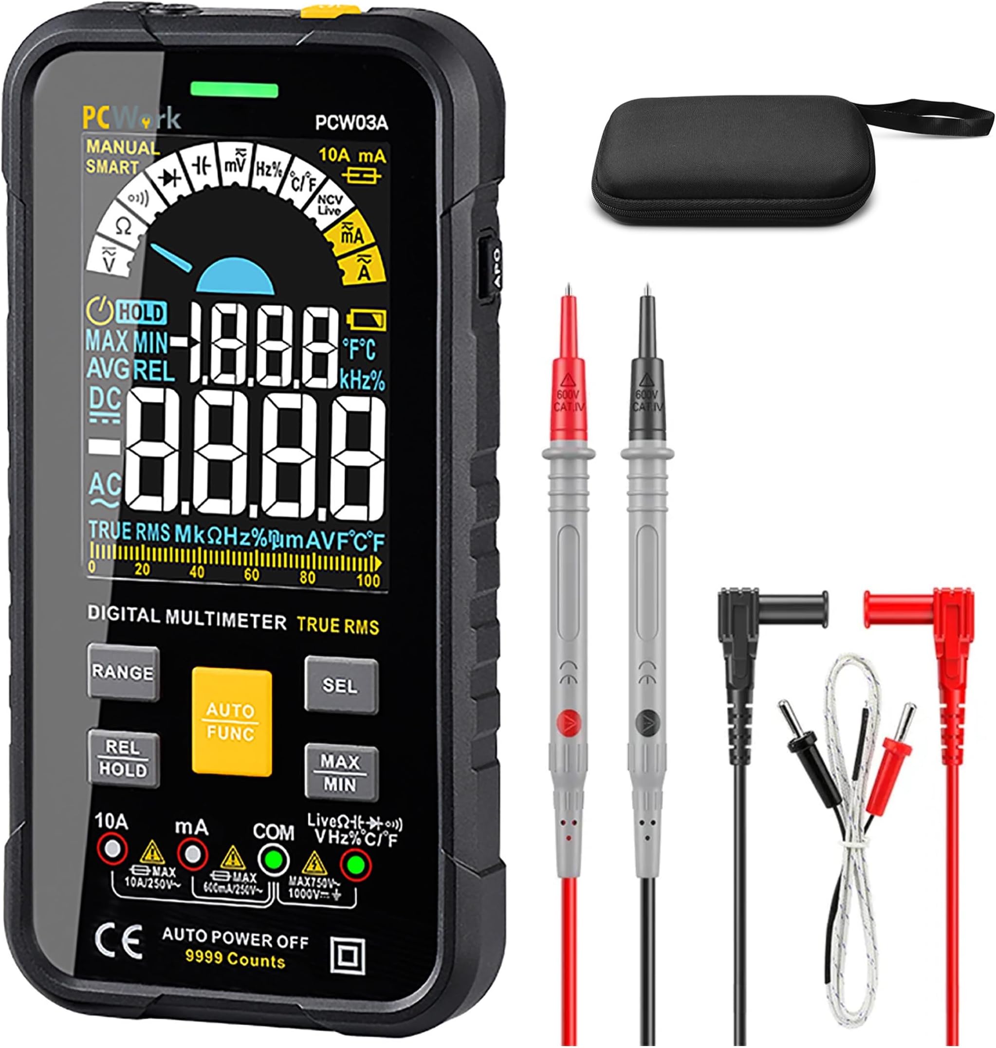 KS Tools 150.1765 Automatik Digital-Multimeter inkl. Prüfspitzen, Rot ...