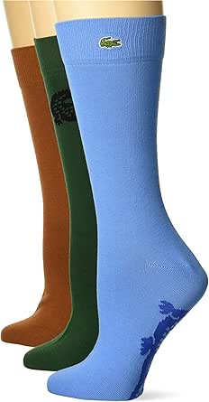 Amazon.com: Lacoste Paquete de tres calcetines con patrón de cocodrilo ...