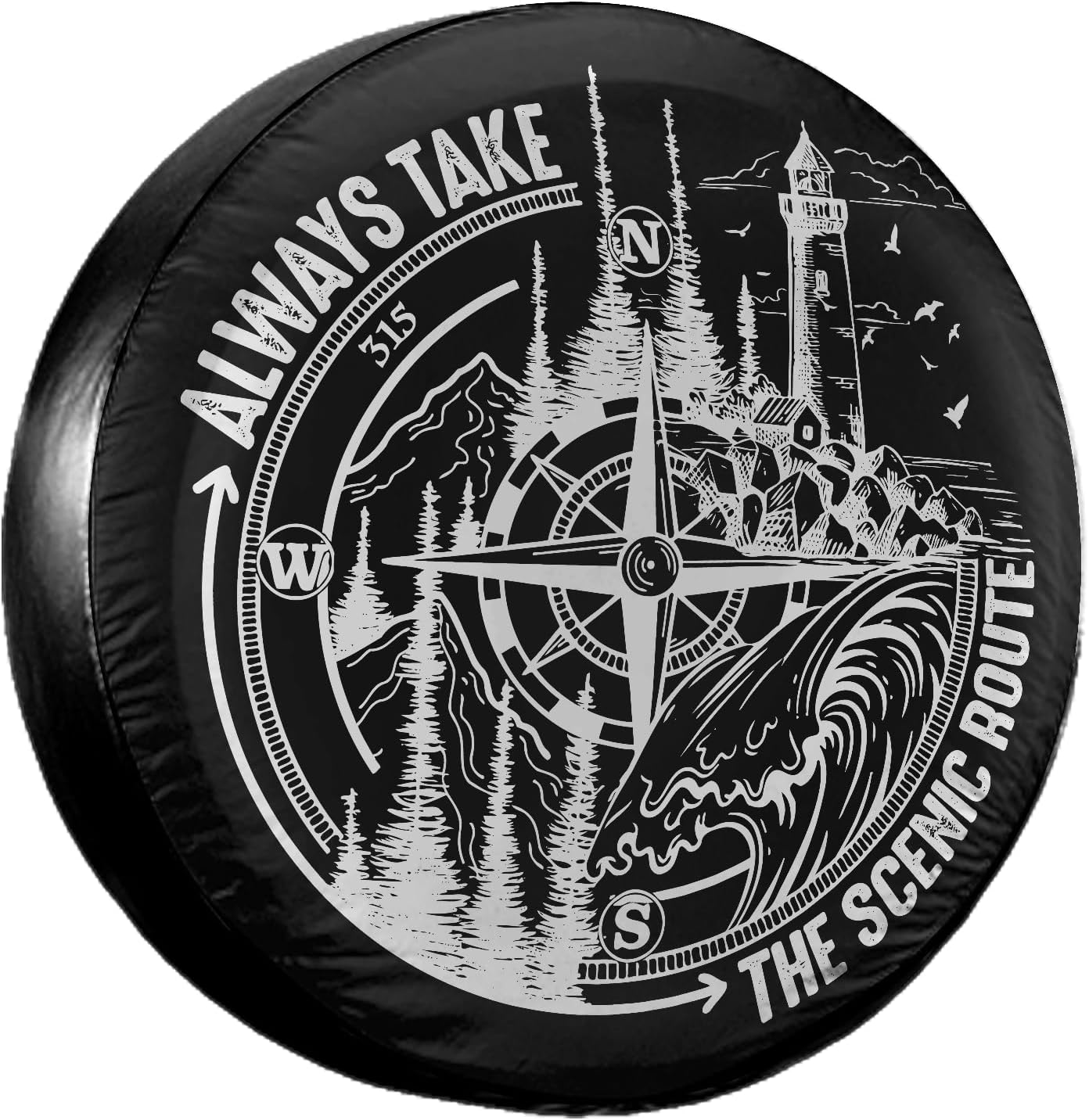 Amazon.com: Camper Spare Tire Cover 15 inch- Scenic Route Compass ...
