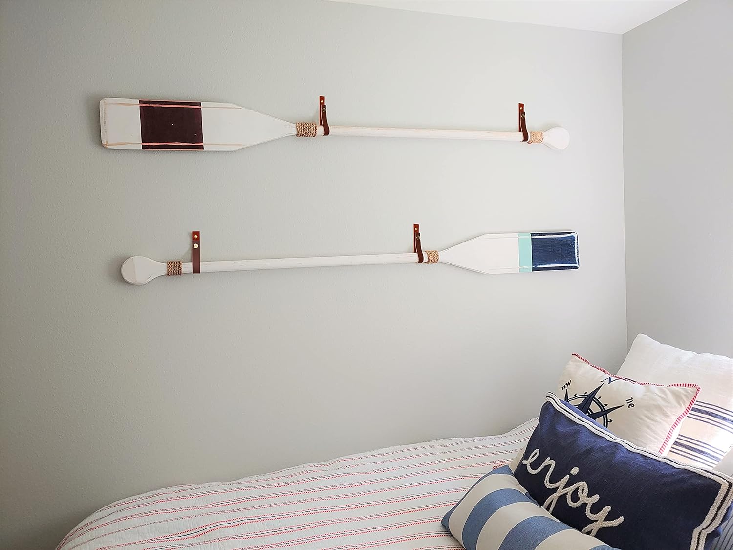 Buy KEYAIIRA - Leather Hanging Oar Wall Decor horizontal boat paddle ...