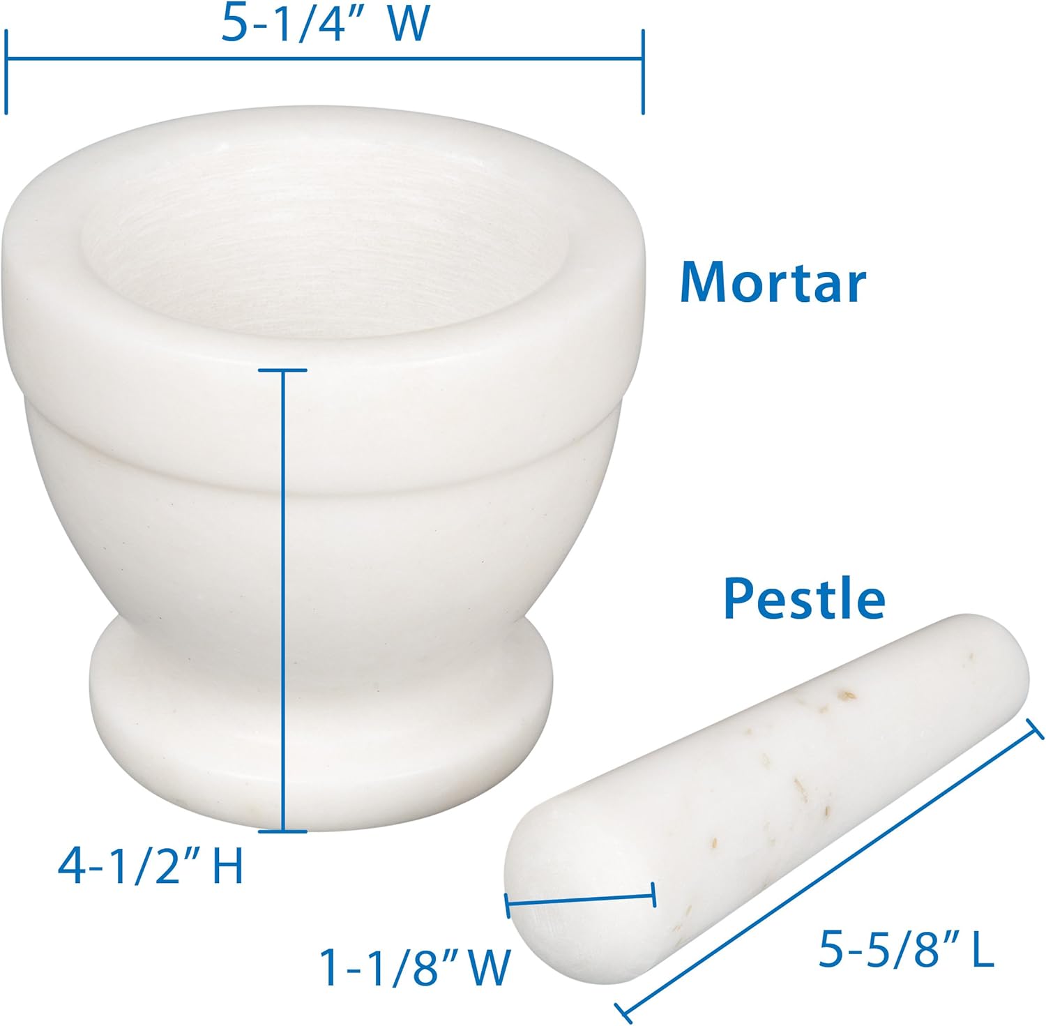 Creative Home Natural Color Blanco Mortero Y Pilón de mármol, 5.25diam ...