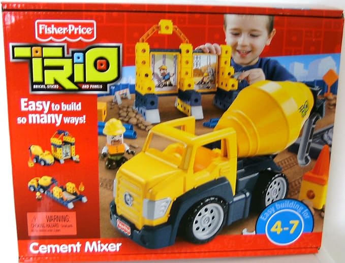 Amazon.com: Fisher-Price Trio Bricks, Sticks and Panels - Cement Mixer ...