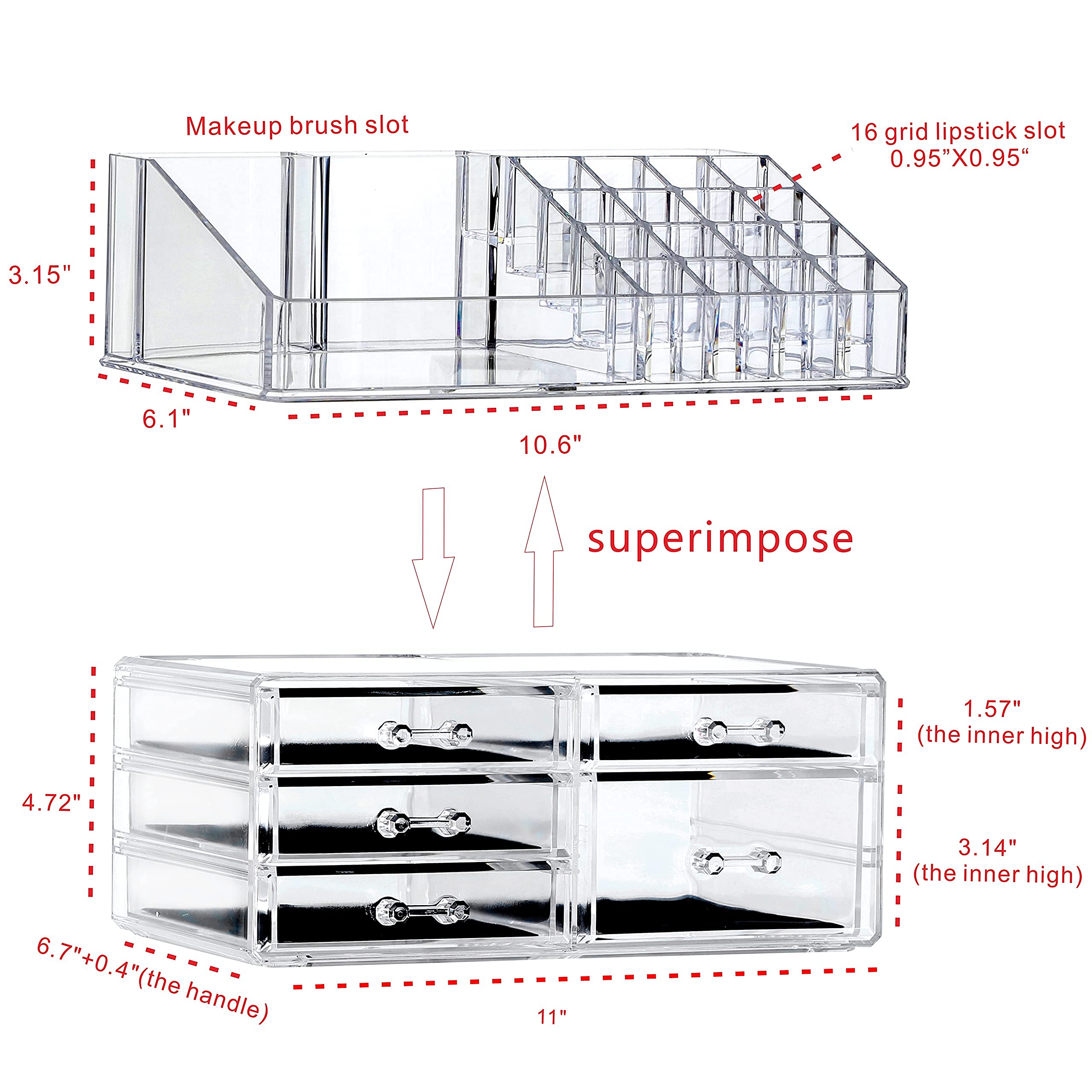 X Large Clear Makeup Organizer Skin Care Cosmetic Display Cases ...
