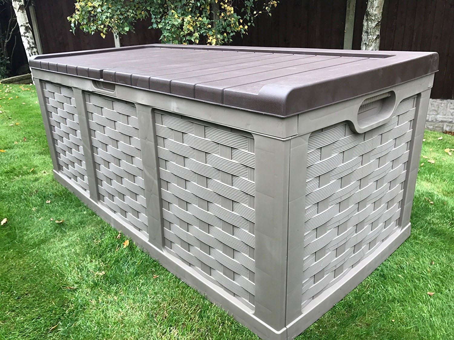 Jumbo XXL Rattan Style Outdoor Garden Storage Box With Piston Lid ...