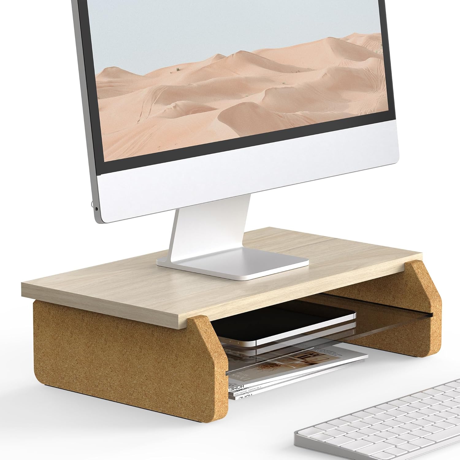 Fenge Monitor Stand 42cm Wood Computer Monitor Riser for Laptop/PC ...