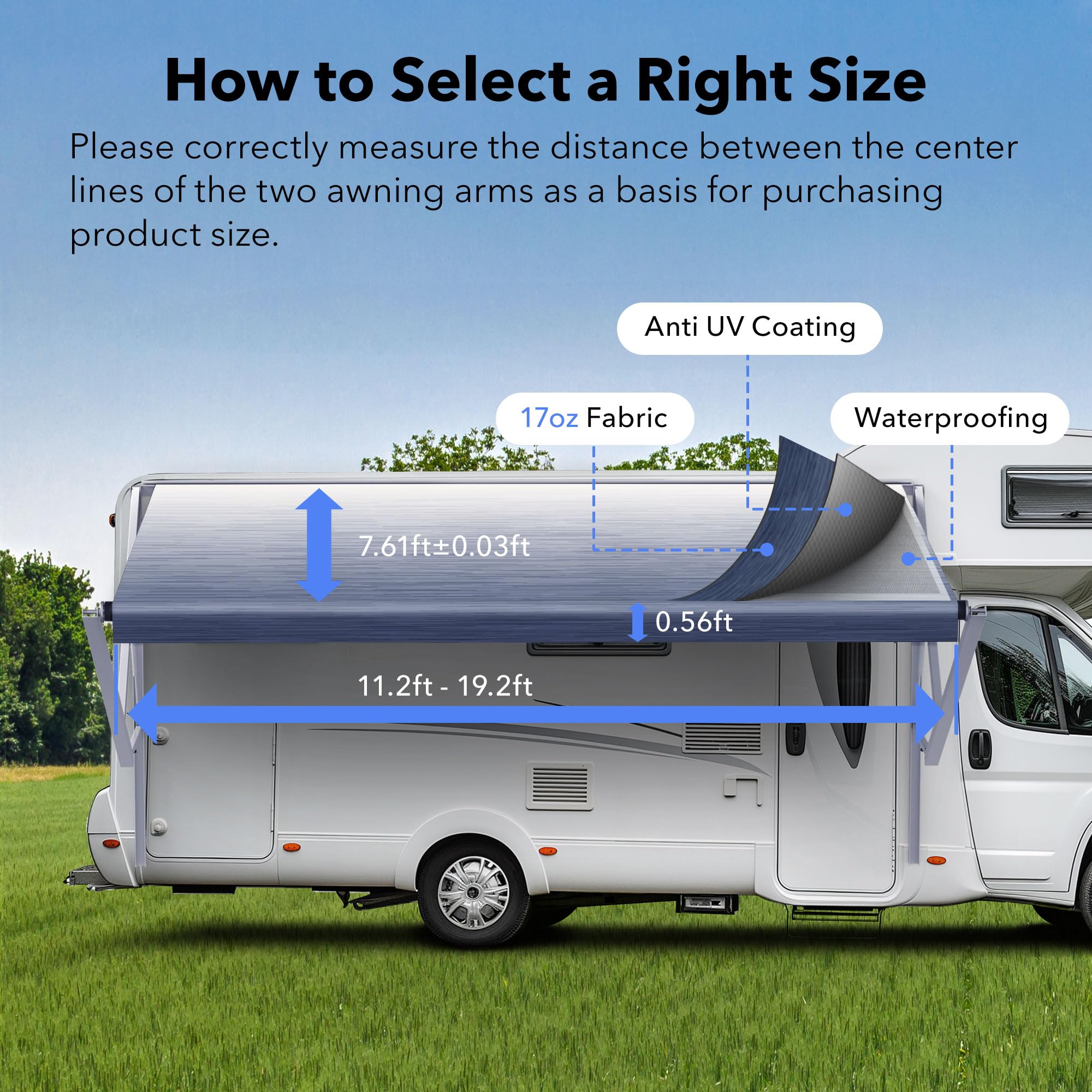 Snapklik.com : HBN RV Awning Fabric Replacement, 122" Fabric Length For ...