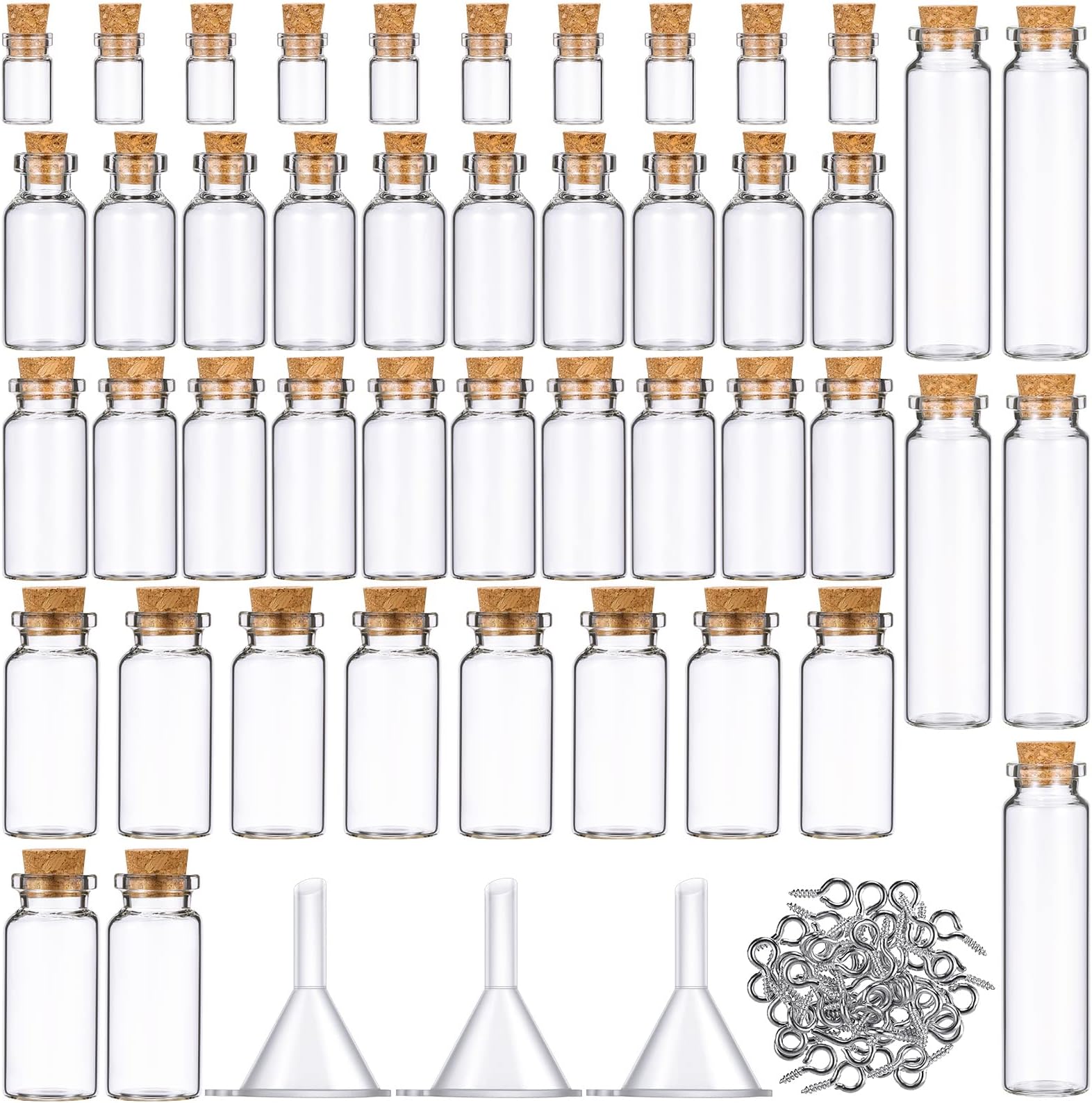Amazon.com: Sherli 45 Pcs Mini Glass Bottles with 50 Pcs Eye Screws and ...