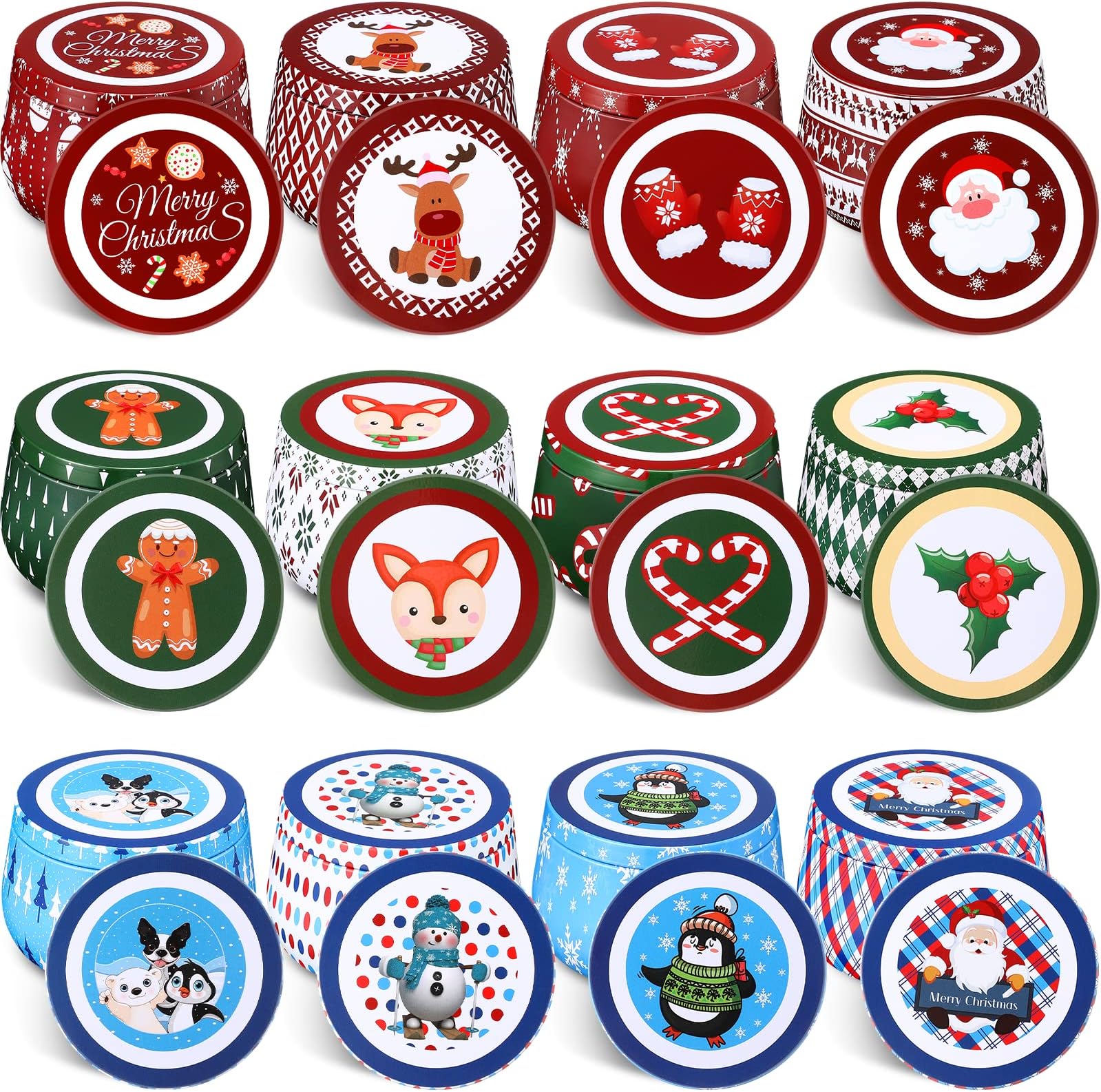 Amazon.com: Dandat 24 Pieces Christmas Cookie Tins with Lids 3 inches ...