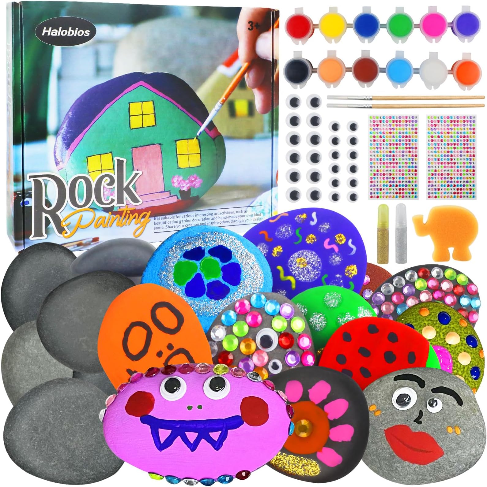 Halobios Rock Painting Kit for Kids, Colorful Art Supplies Set ...