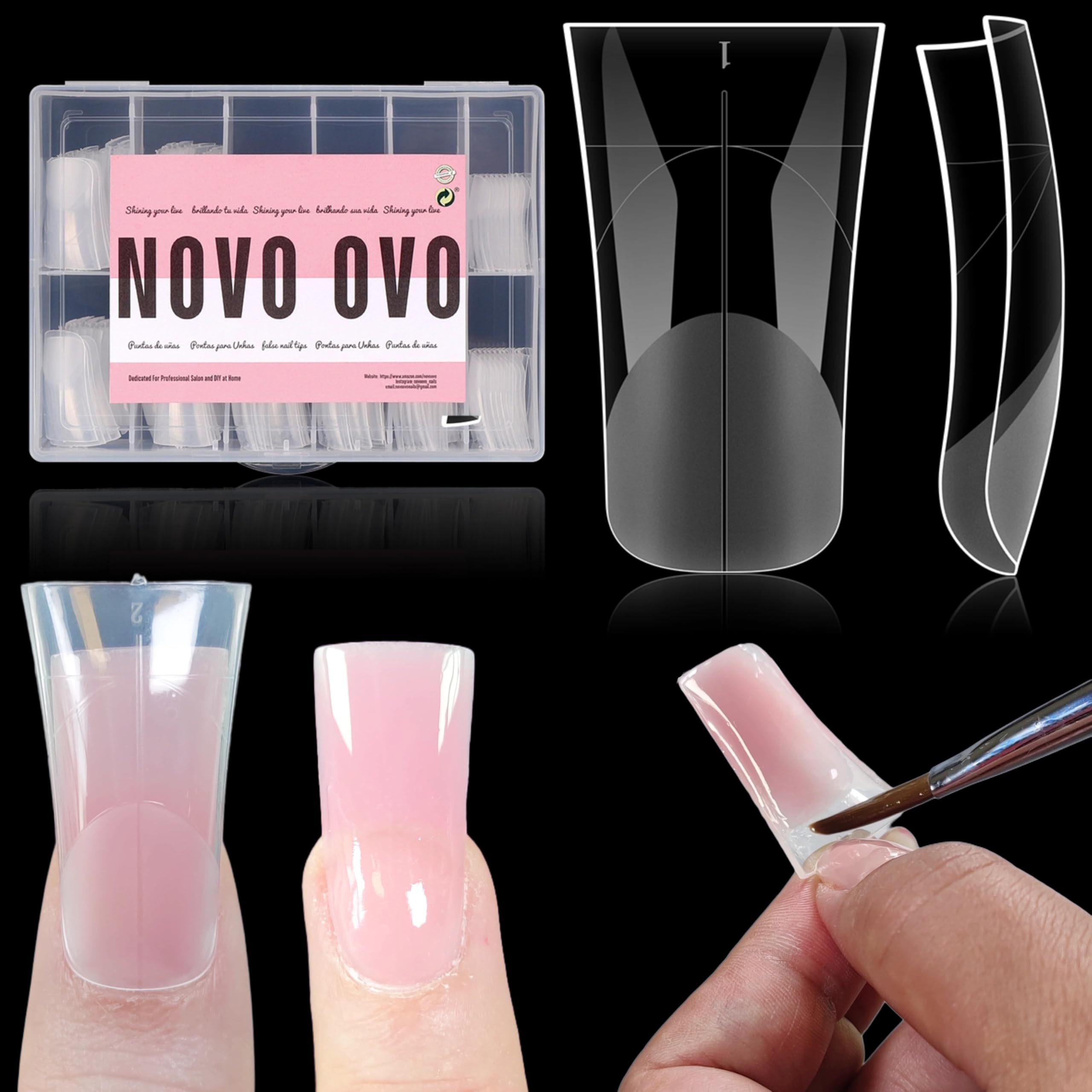 Amazon.com: NOVO OVO 240 Pcs Duck Nail Dual Forms for Poly Gel Toenail ...