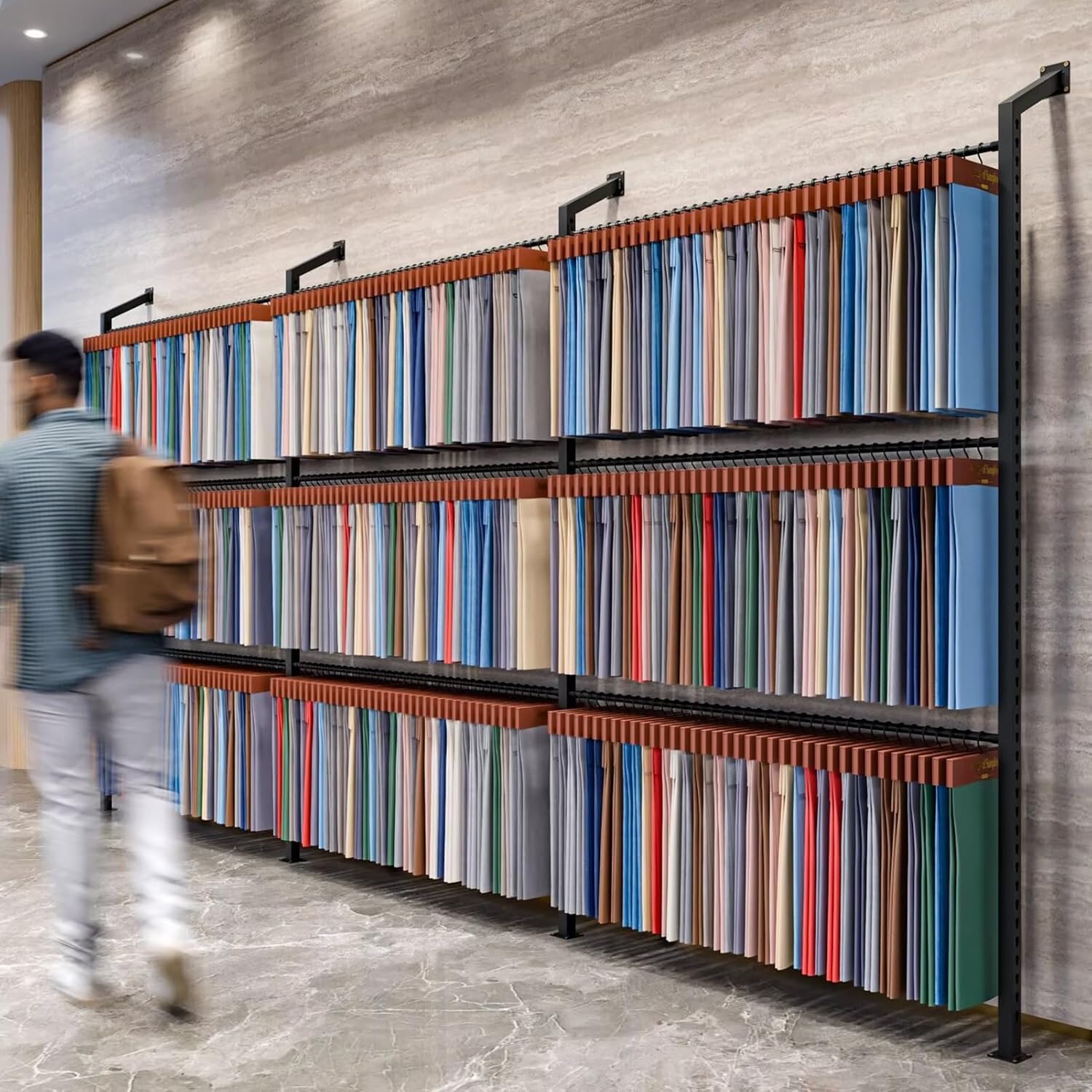 Amazon.com: Wall-Mounted Metal Fabric Sample Display Rack, 9 Rods ...