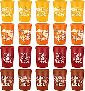 Amazon.com: Whaline 40Pcs Thanksgiving Fall Plastic Cups Thanksgiving ...