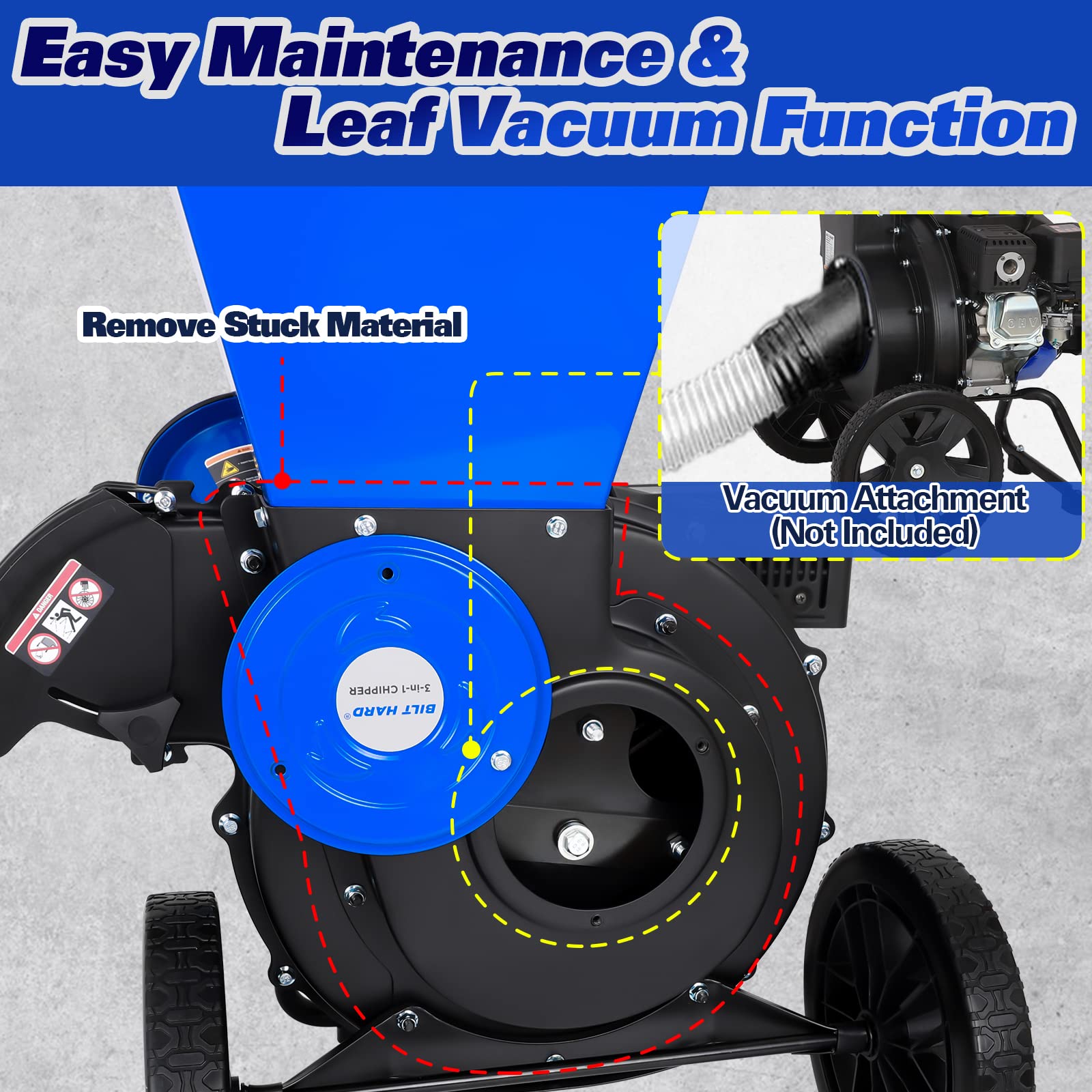 Snapklik.com : BILT HARD Wood Chipper - 7.5 HP 224cc Gas Powered ...