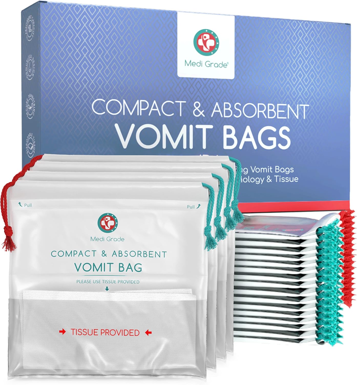 Amazon.com: Medi Grade Absorbent Vomit Bags Disposable for Adults and ...