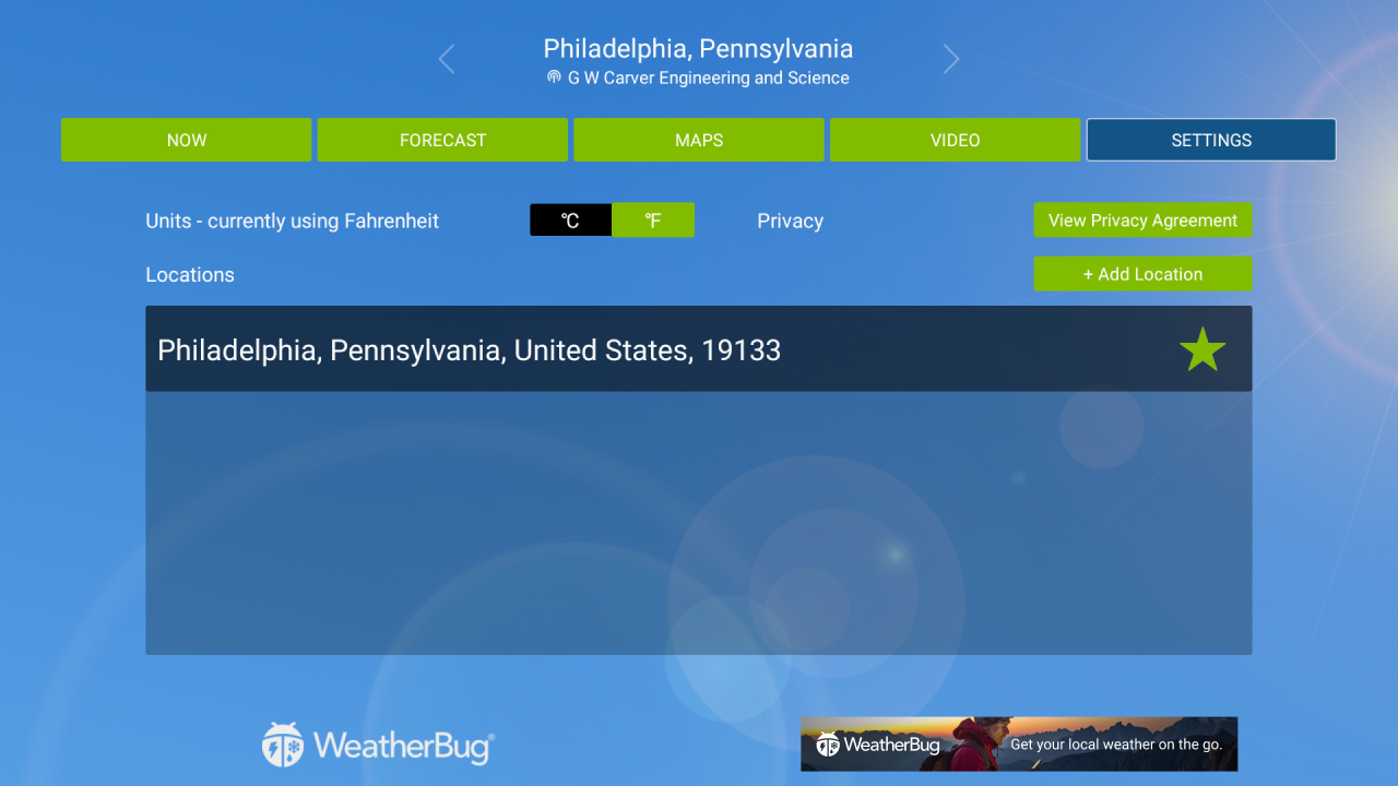WeatherBug on FireTV: Real Time Forecast & Radar - App on Amazon Appstore