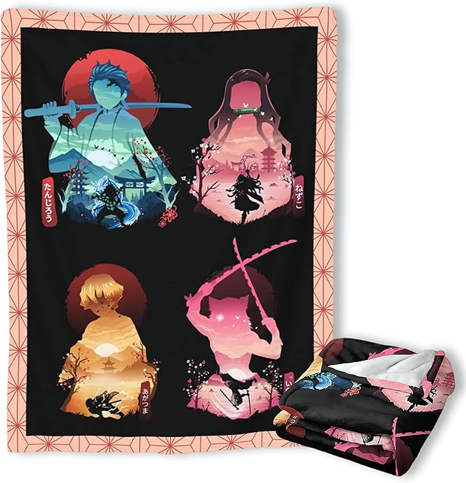 Amazon.com: Nezuko Tanjiro Zenitsu Inosuke Blanket - Cute Anime Flannel ...