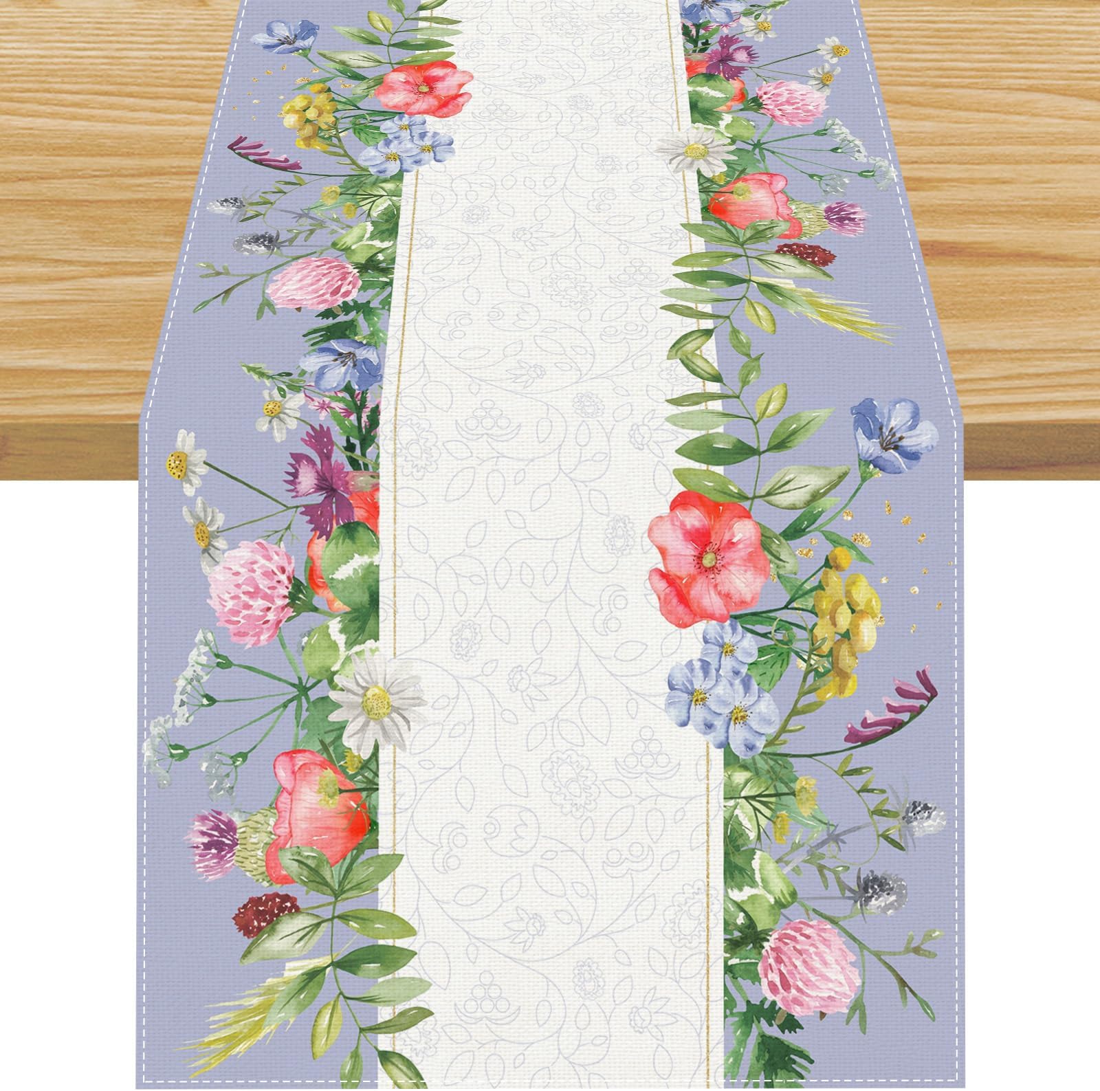 Amazon.com: Linen Happy Easter Table Runner Bunny Rabbit Watercolor ...