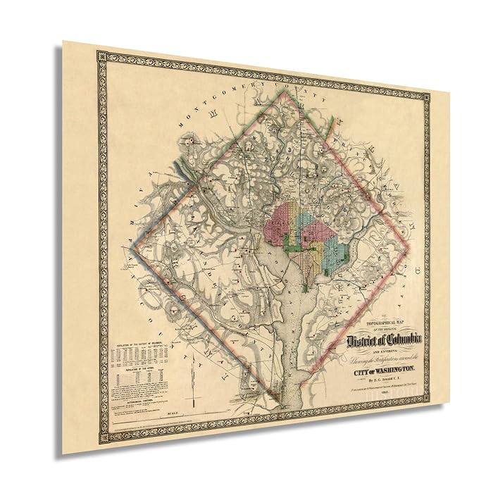 Buy Historix 1862 Washington DC Vintage Map - 24x30 Inch Historic ...