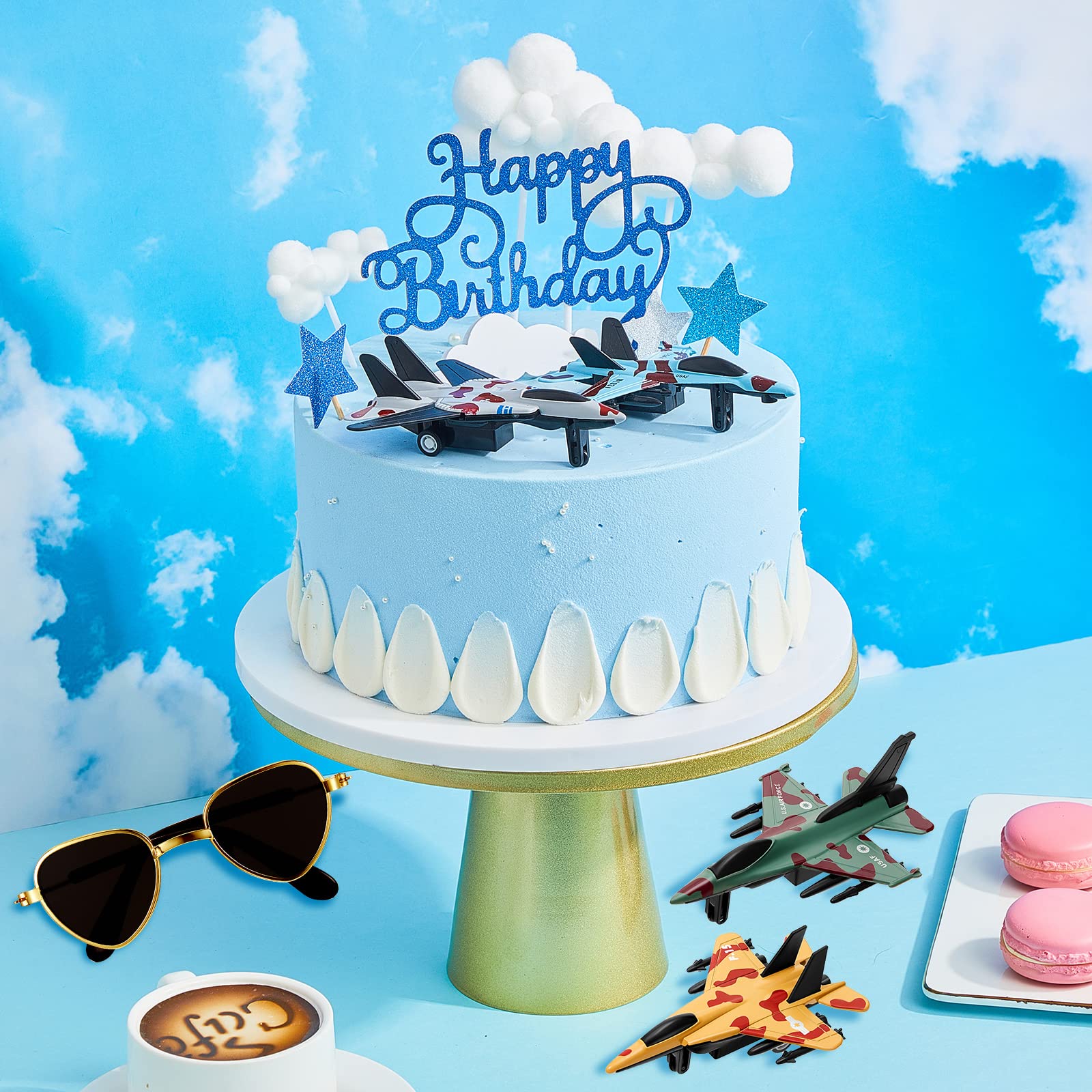 Snapklik.com : 24 Pack Aircraft Happy Birthday Cake Decoration Air ...