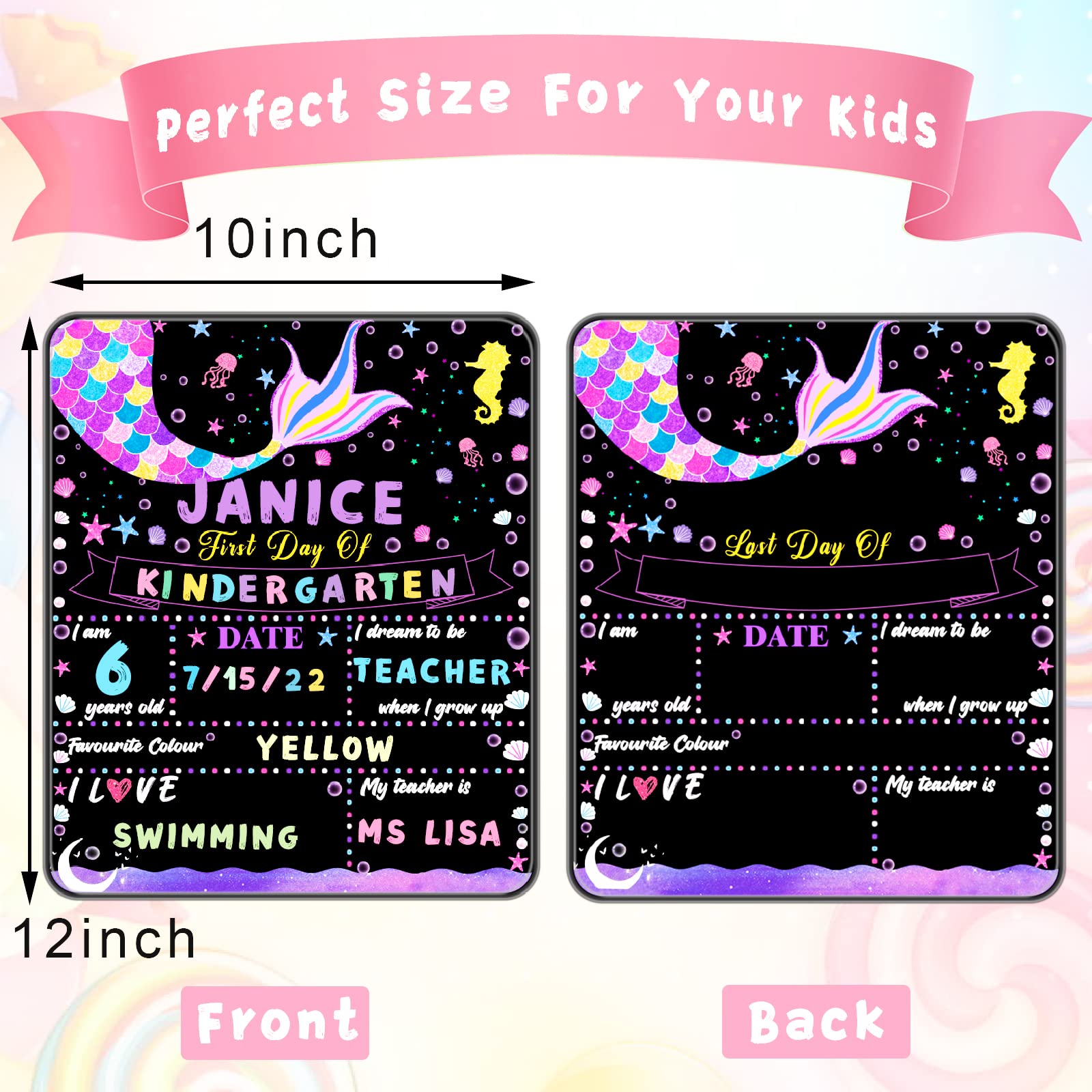 Snapklik.com : First Day Of School Board Mermaid, 10”x12” Reusable Back ...