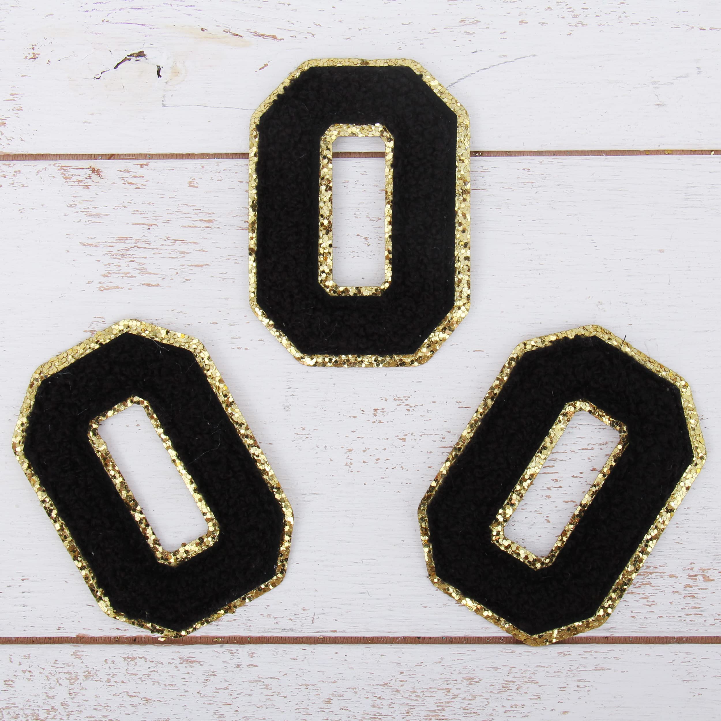 Amazon.com: 3 Pack Chenille Iron On Glitter Varsity Letter "O" Patches ...
