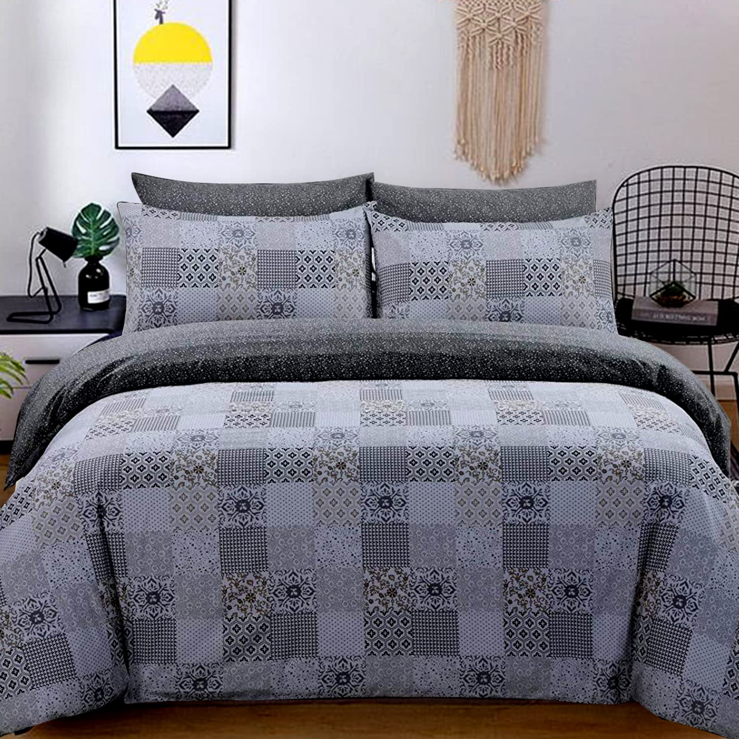 Indus Textiles 100% Pure Cotton Reversible Patterned Duvet Cover Sets ...