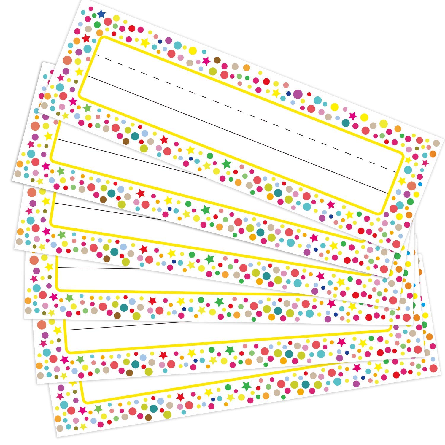 Desk Name Plate 50-Pack Polka Dot Classroom Name Plates - 10x3 Inch ...