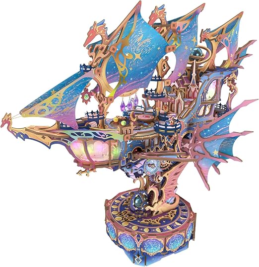 Amazon.com: Tonecheer 3D Wooden Puzzle Airship Model Kit, DIY ...