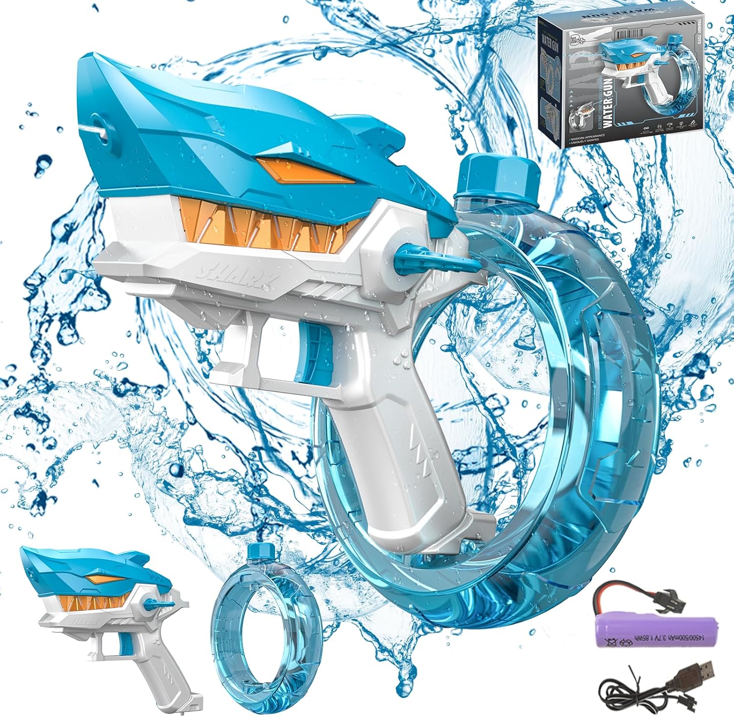Amazon.com: Electric Water Guns for Kids, High Capacity Shark Squirt ...