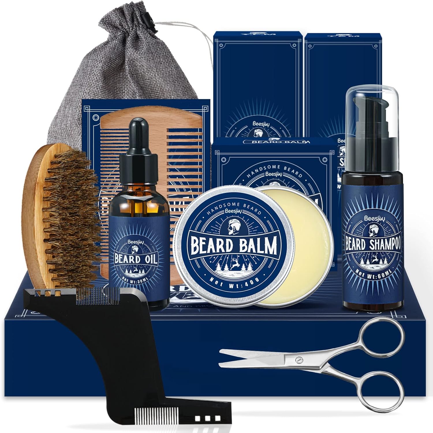 Kit Barbe Homme, Beesjuy Coffret Barbe Homme, Cadeau Noel Homme ...