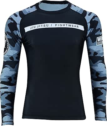 Men’s Camo Long Sleeve Rash Guard – Compression MMA Shirt for BJJ ...