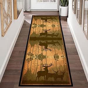 Amazon.com: SMXVRC Rustic Lodge Long Runner Rug, 2x7ft,Retro Wildlife ...