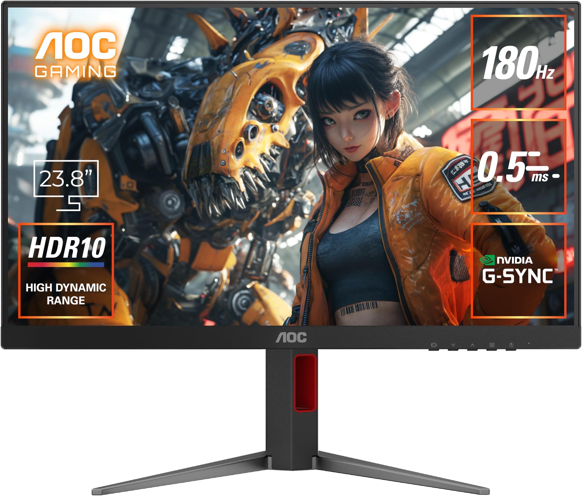 AOC Monitor Gaming 24G4E 23.8 Pulgadas, 180HZ, Full HD, NVIDIA G-SYNG ...