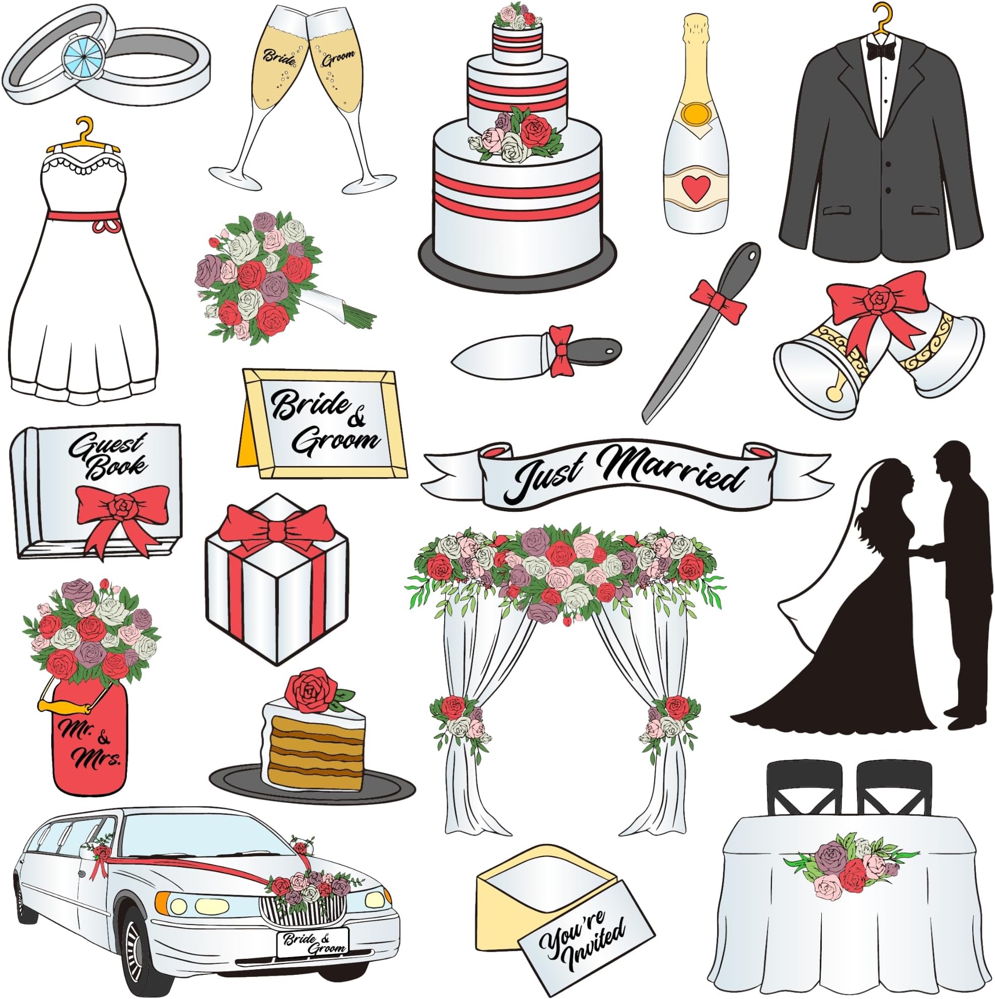 Amazon.com: McEtt Wedding Sticker Sheets - Cute Wedding Ceremony ...