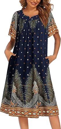 Amazon.com: Ekouaer - Camisón de manga corta para mujer con bolsillos ...