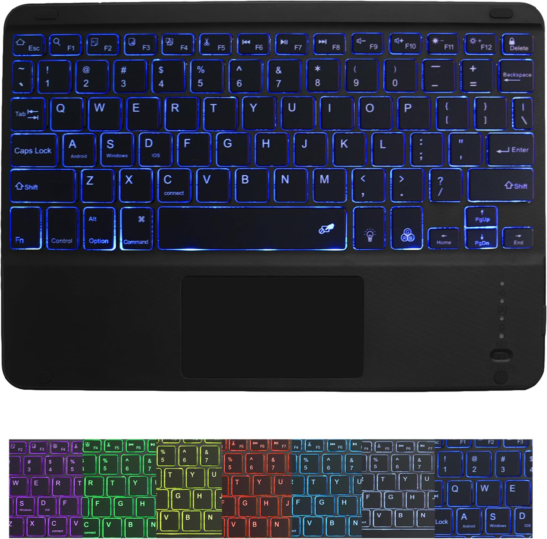 Amazon.com: Wireless Bluetooth Keyboard,10-inch Ultra-Slim 7 Color ...