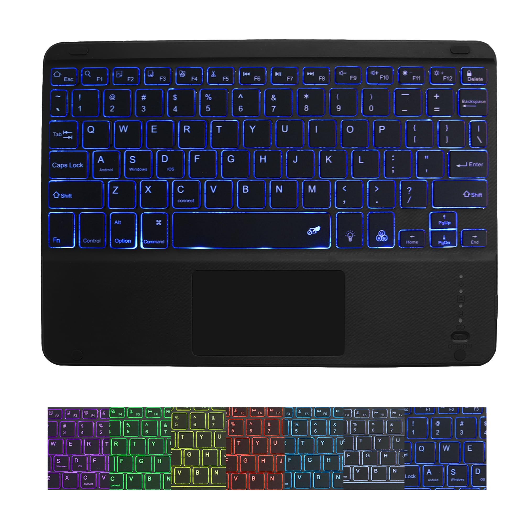 Amazon.com: Wireless Bluetooth Keyboard,10-inch Ultra-Slim 7 Color ...