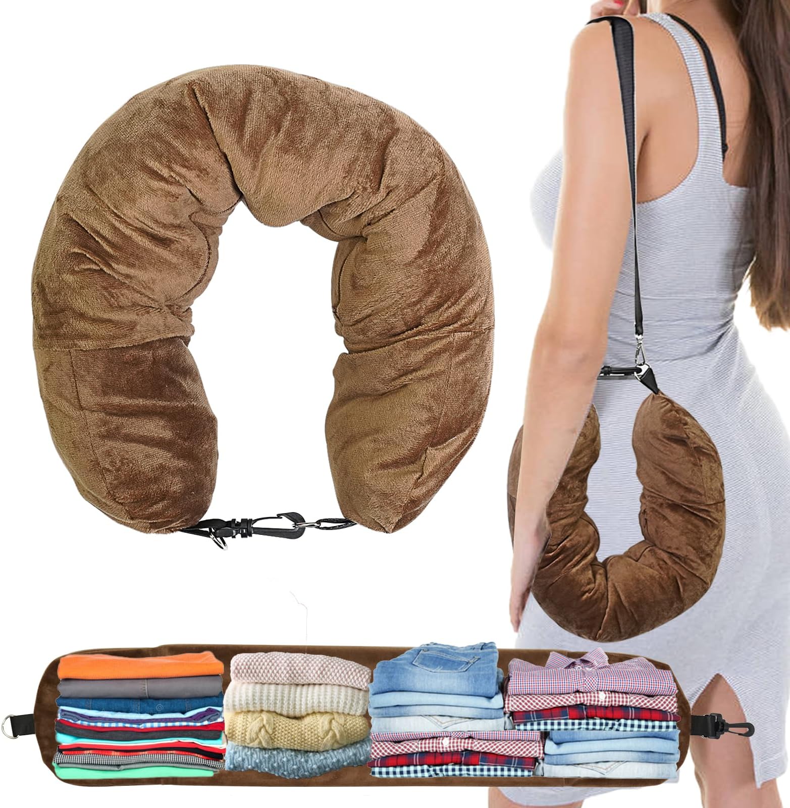 Amazon.com: Jgppe Travel Pillow You Stuff with Clothes, Stuffable ...
