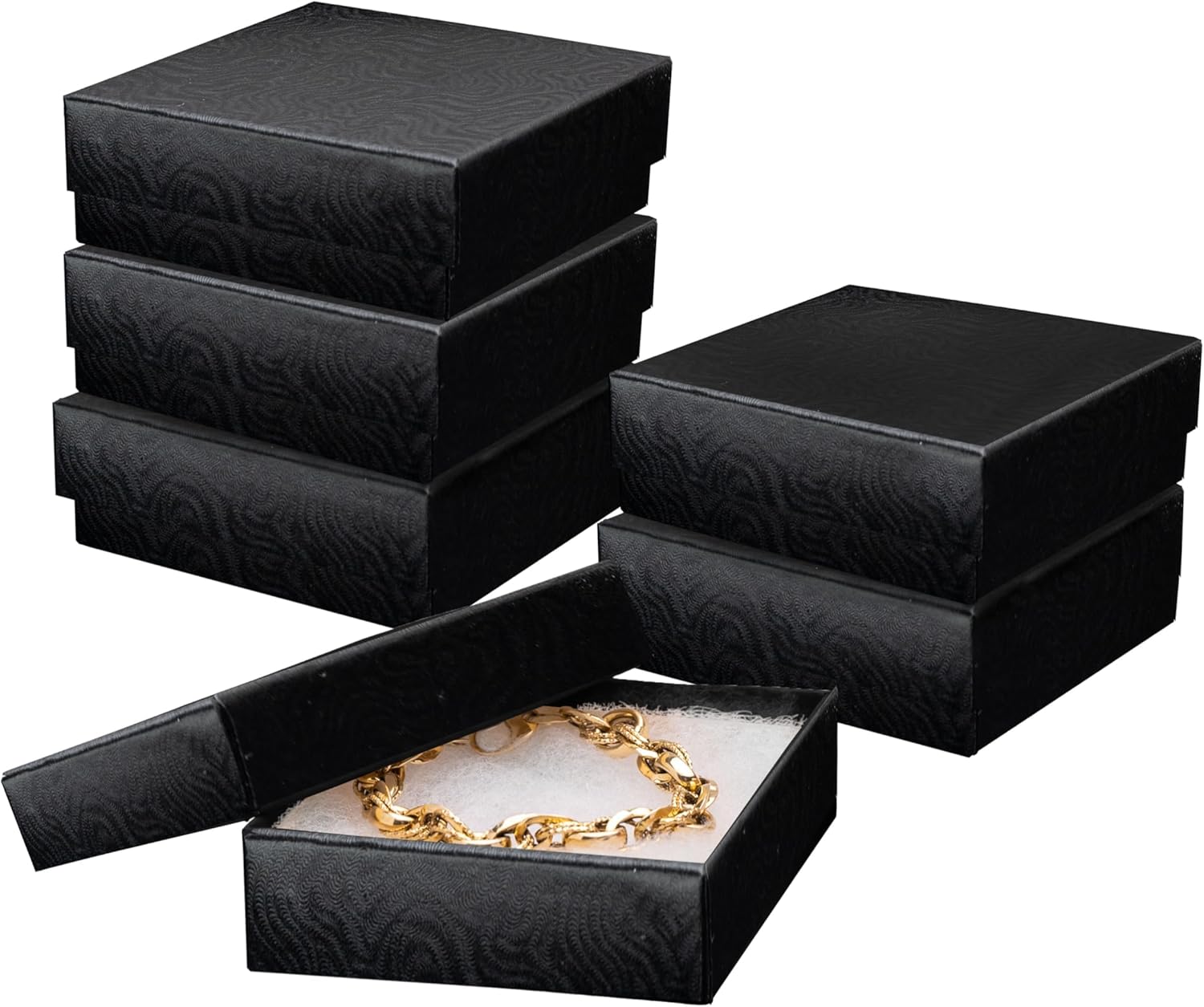 Amazon.com: Prestige & Fancy Jewelry Boxes 6 Pack 3.5x3.5x1 inch Black ...