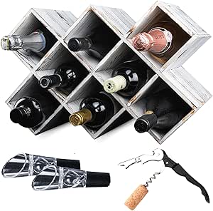 Amazon.com: Wine Racks Countertop & Wine Bottle Holder for Farmhouse Decor - Wine Storage with ...