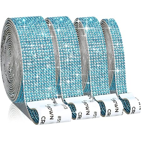 4 Rolls Crystal Rhinestone Ribbon Crystal Diamond Ribbon Sticker Self ...