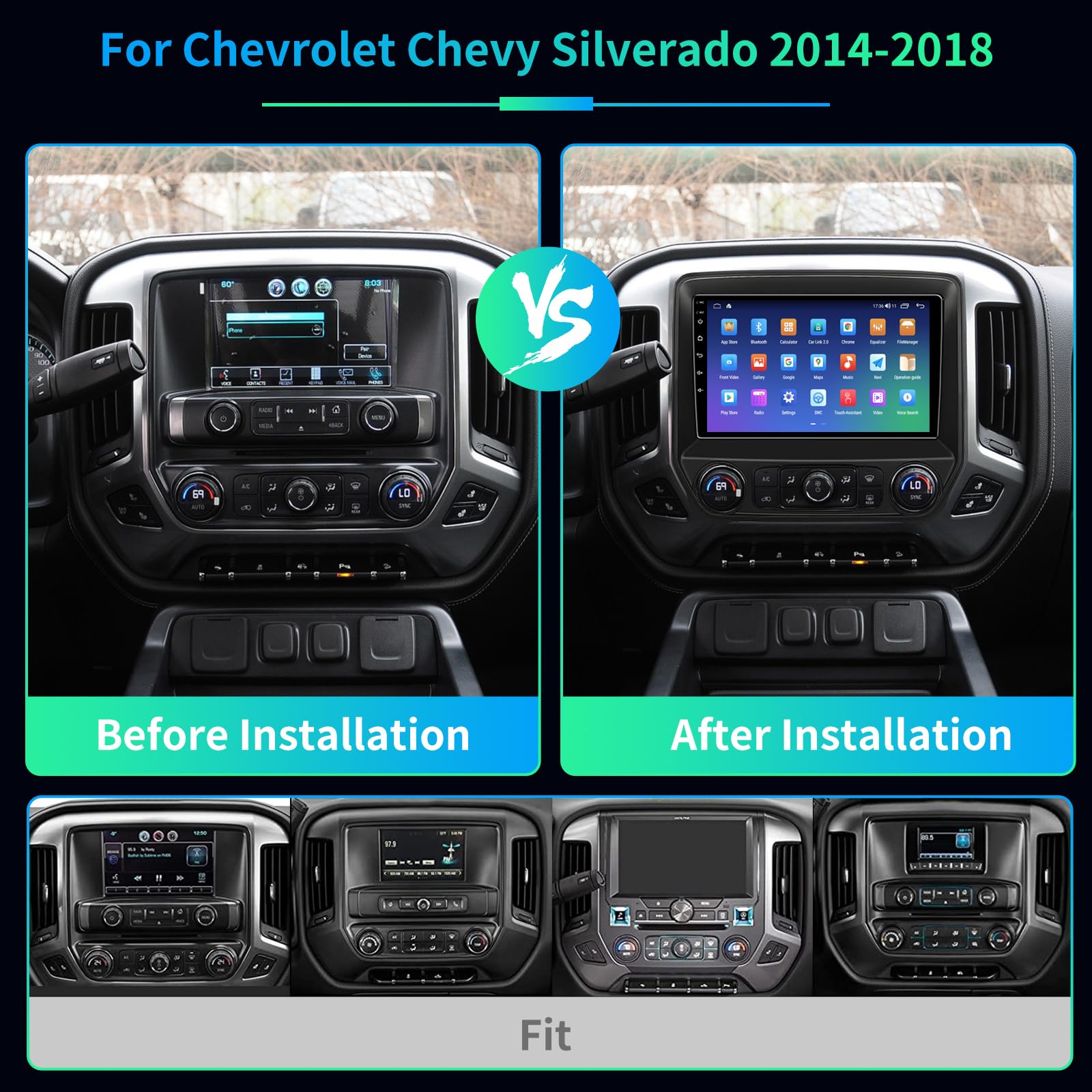 Snapklik 4gb 32gb Android 13 Car Radio Stereo For Chevy Silverado