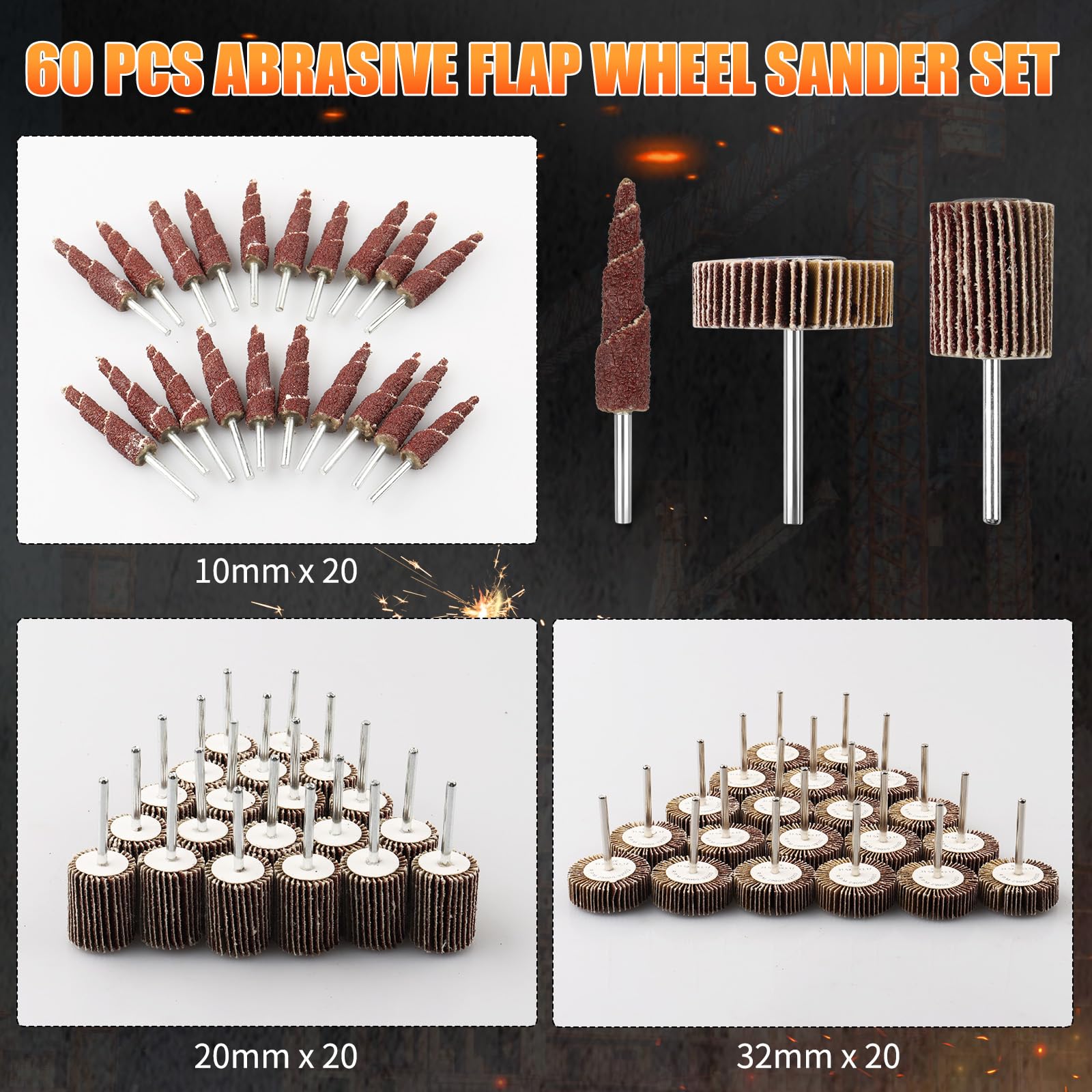 Snapklik.com : 30 Pcs Flap Wheel Sander For Dremel, 80 Grit Flap ...
