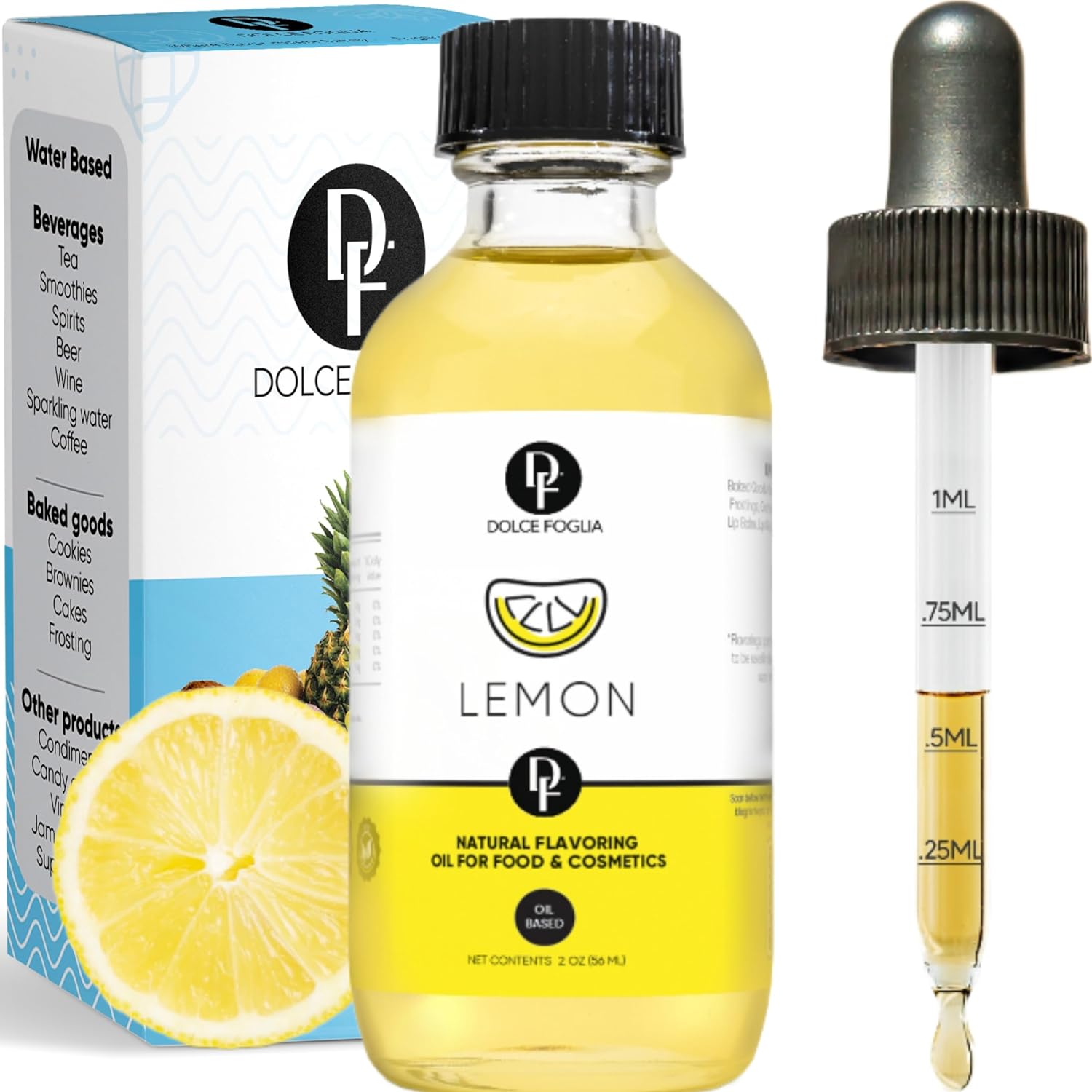 Amazon.com: Dolce Foglia Lemon Extract - 2 Ounce Water-Soluble ...