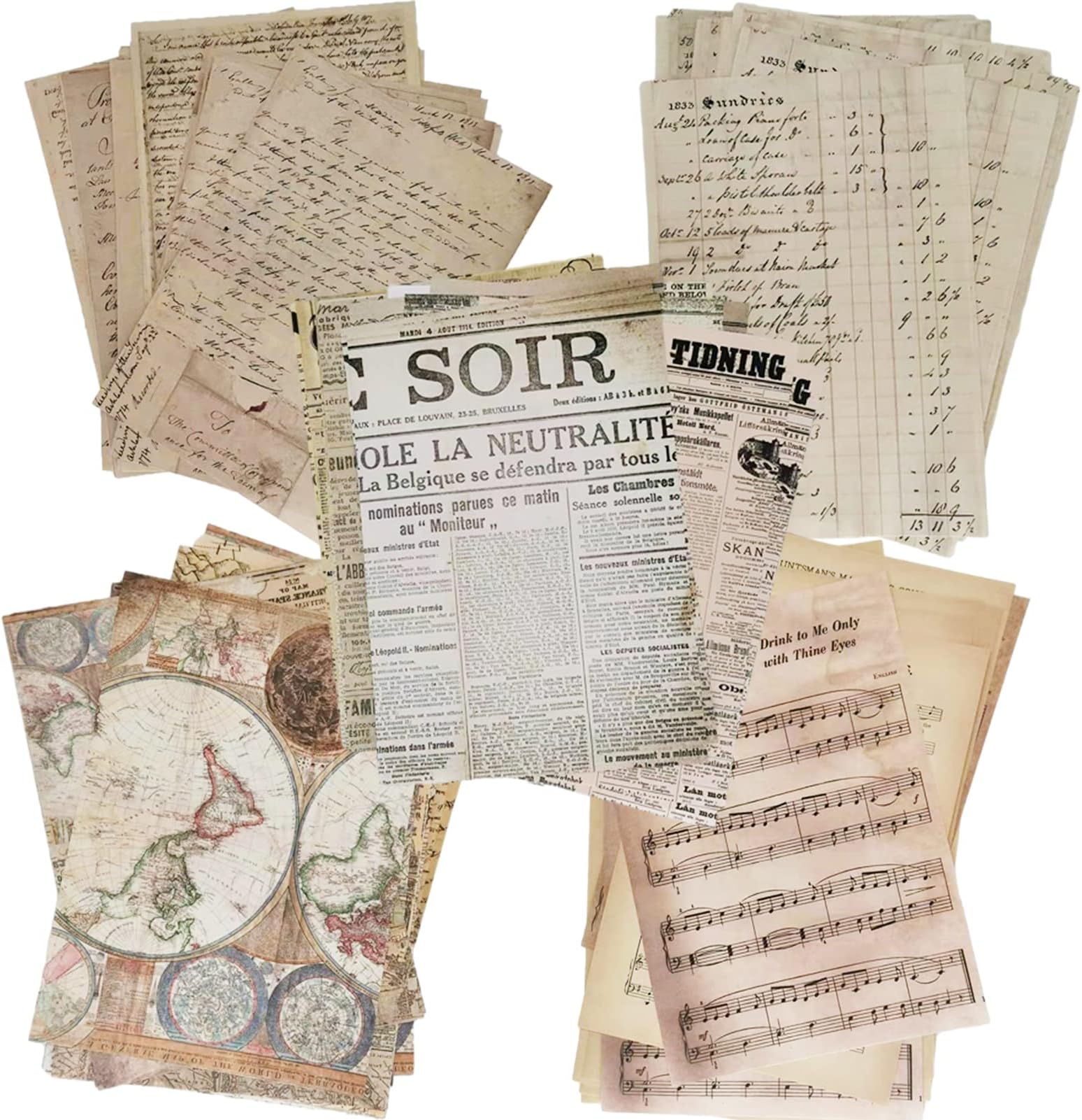 Amazon.com : 180 Sheets of Scrapbook Paper Vintage Journaling ...