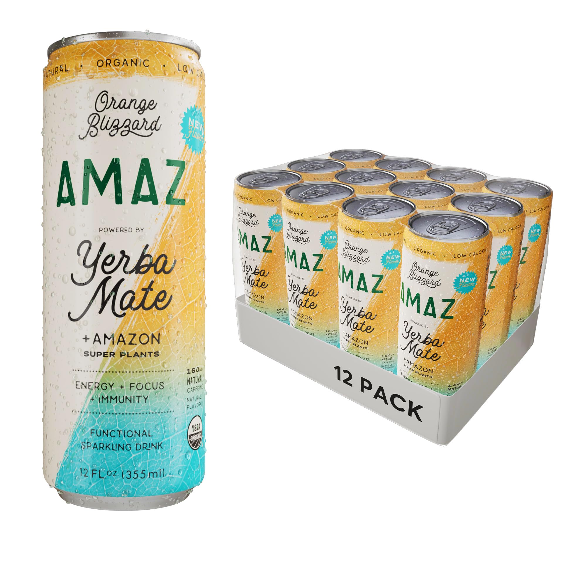 Amazon.com : NEW! AMAZ Organic Sparkling Yerba Mate with Super Plants ...