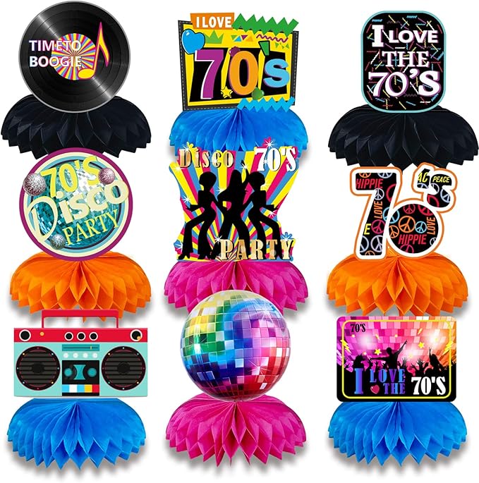 Amazon.com: 9 PCS Disco Honeycomb Centerpieces Back To 70s Disco Party ...