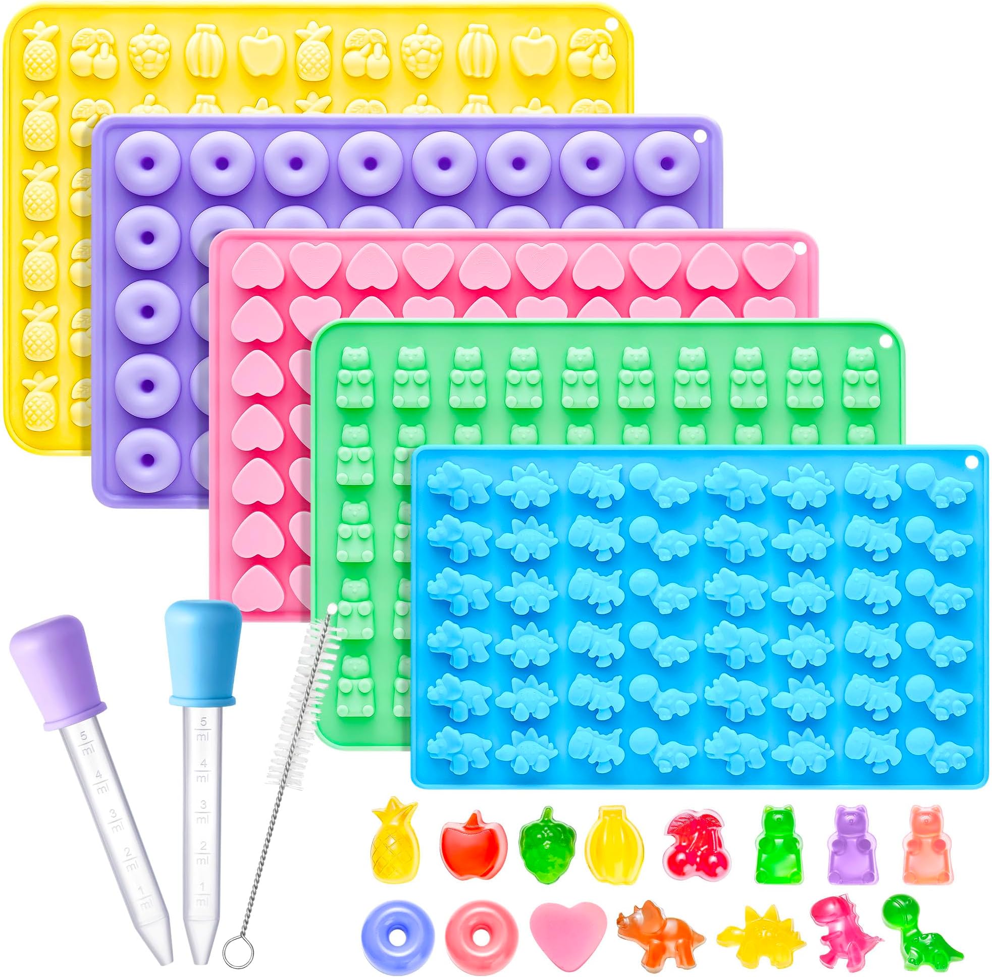 Amazon.com: Silicone Gummy Molds Set of 5, Non-stick Candy Chocolate ...
