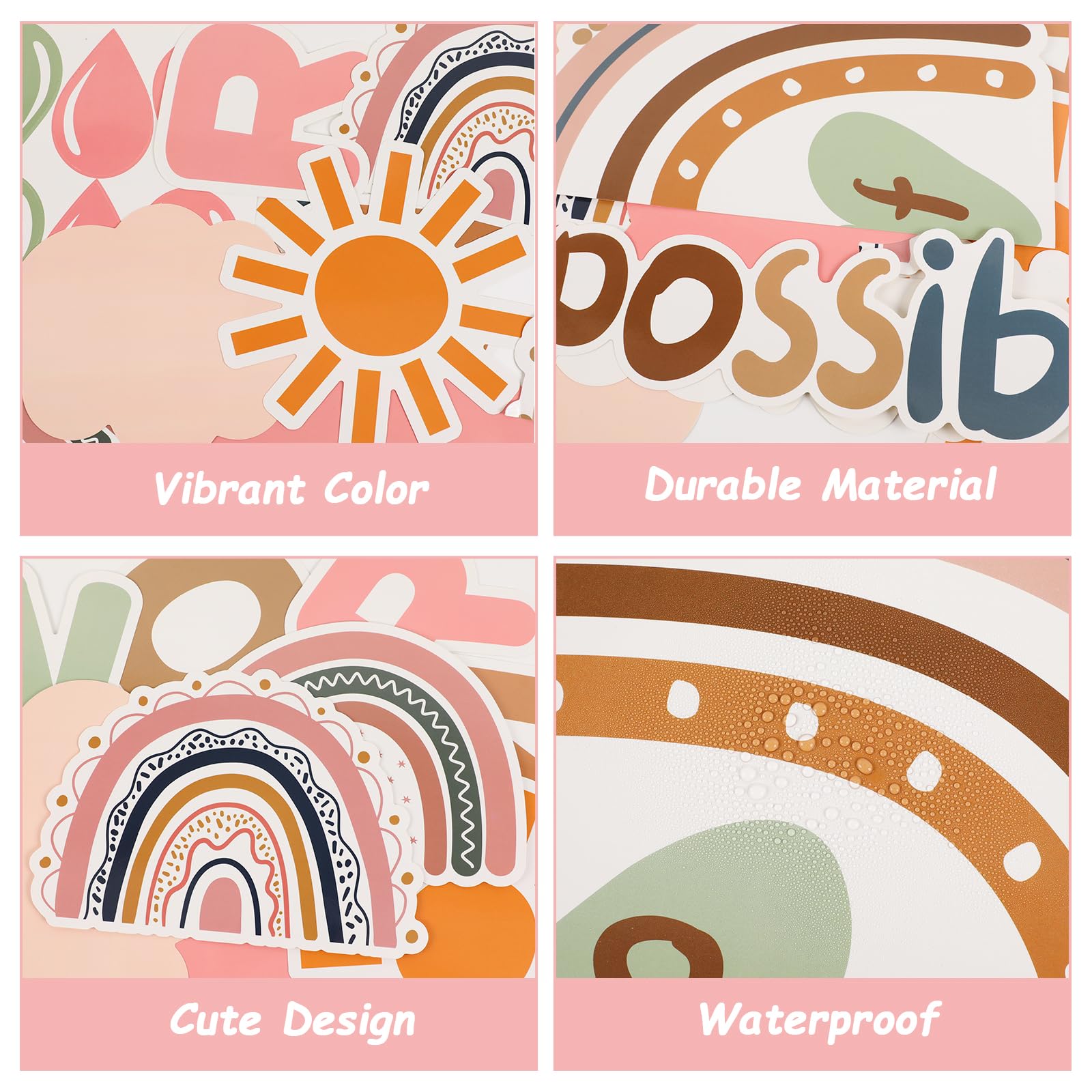 Snapklik.com : Boho Rainbow Bulletin Board Set Decorations We Are A ...